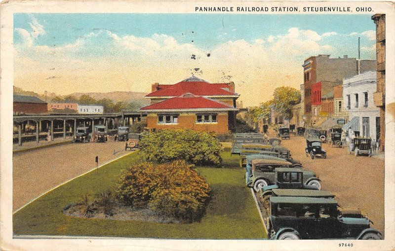 J28/ Steubenville Ohio Postcard c1910 Panhandle Railroad Station Depot ...