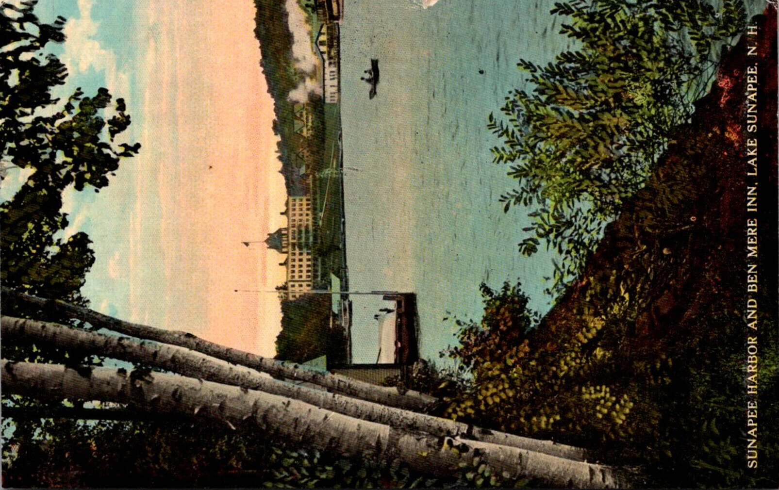 New Hampshire Lake Sunapee Sunapee Harbour and Ben Mere Inn 1918 ...