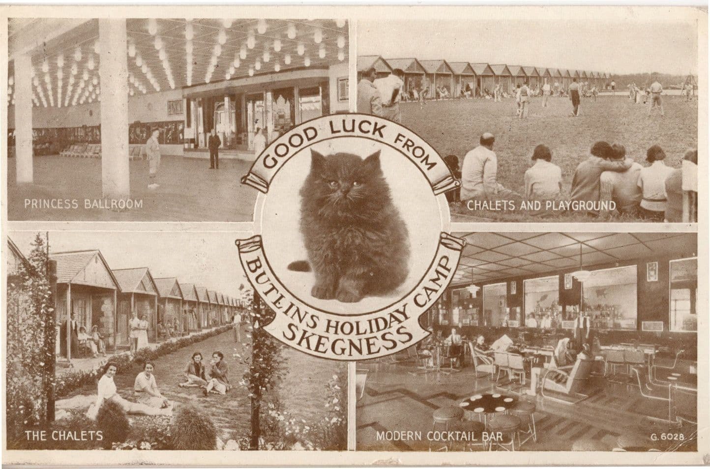 Butlins Holiday Camp Skegness Cocktail Bar Cats Good Luck Postcard ...