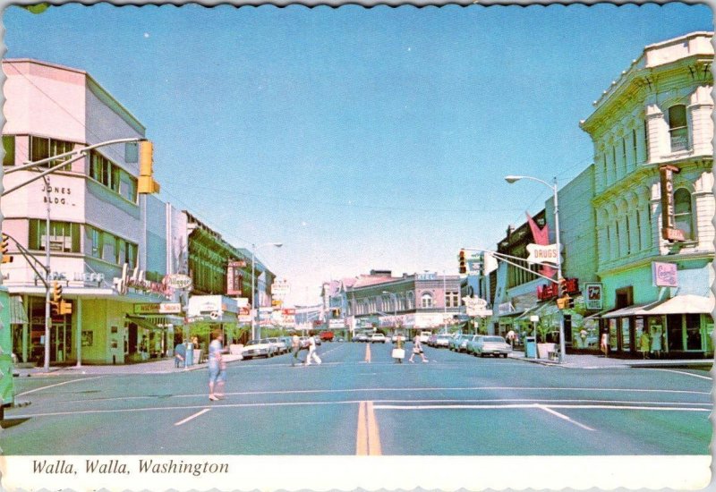 Walla Walla WA Washington STREET SCENE Drug Store~Hotel Ellis 4X6 ...