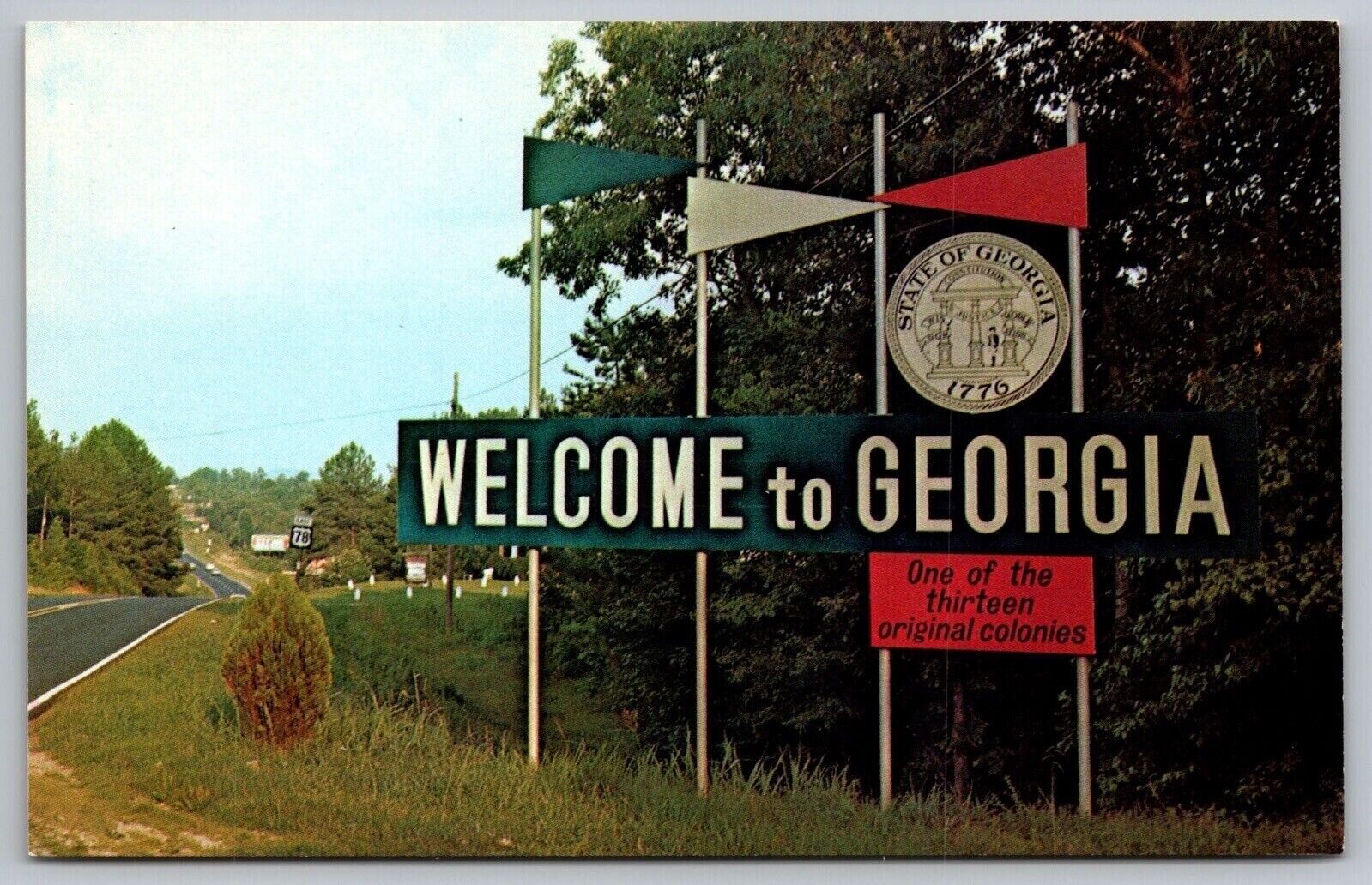 Georgia Wecome Sign Roadside Landmark Scenic Highway Chrome UNP ...