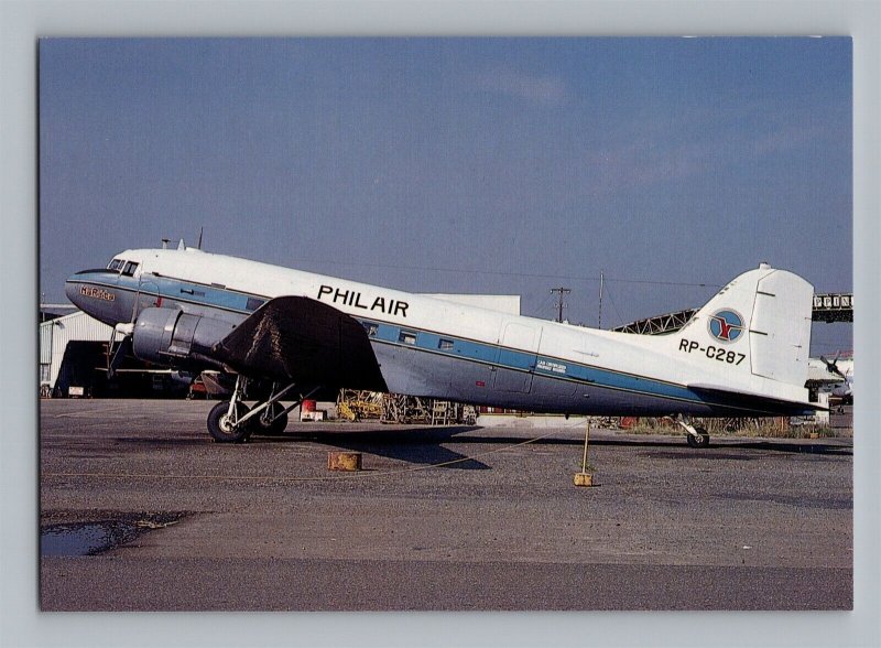 Aviation Airplane Postcard Philair Airlines Douglas DC-3 In Manila AN12 ...