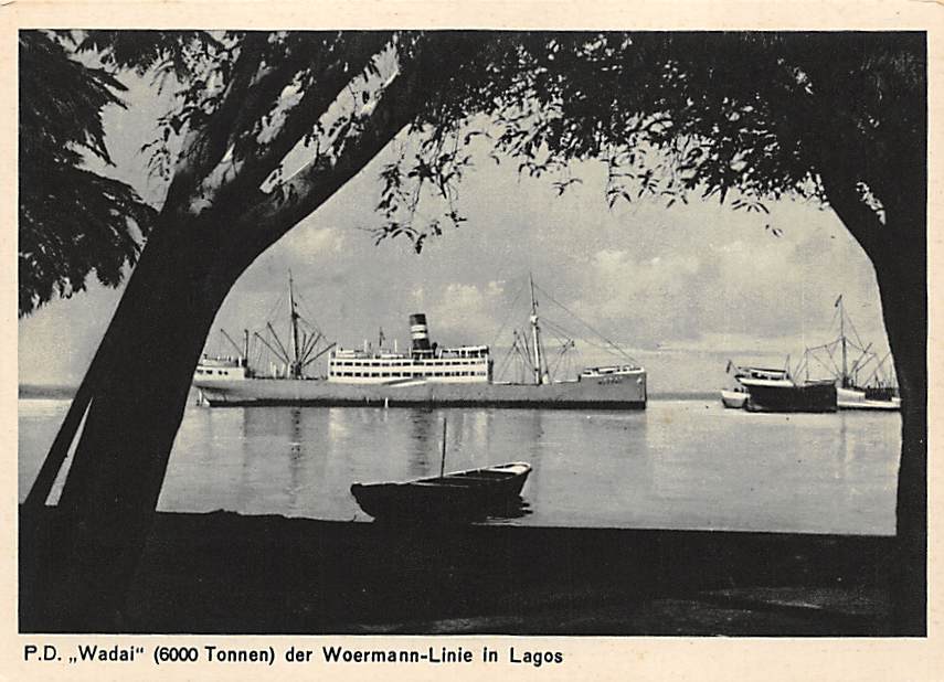 SS Wadai Woermann Line Writing on back, missing stamp | Topics - Coins ...