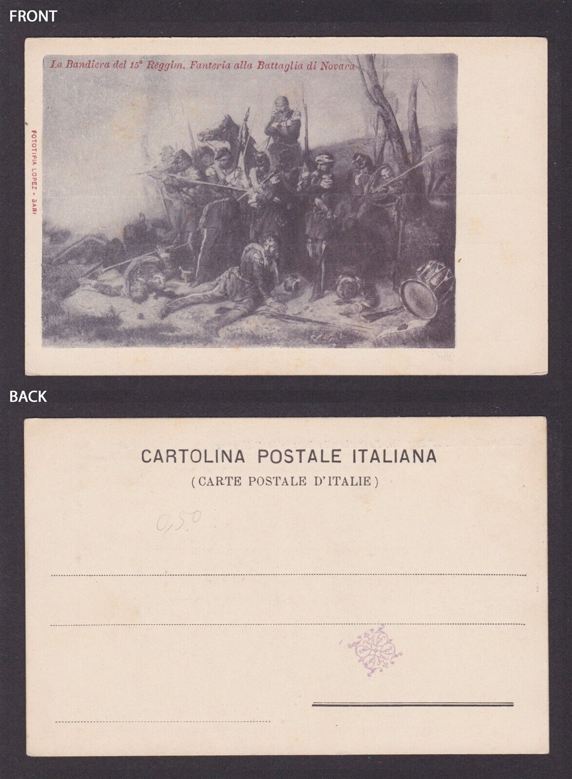 ITALY, Vintage postcard, Infantry at the Battle of Novara, Unposted ...