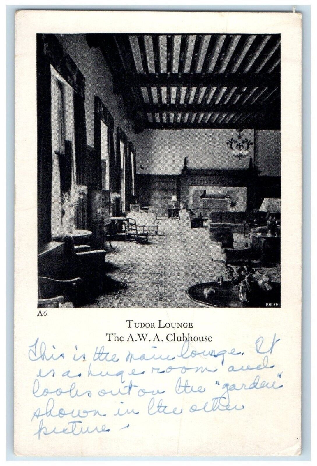 c1940 Tudor Lounge AWA Clubhouse Interior View New York City New York ...
