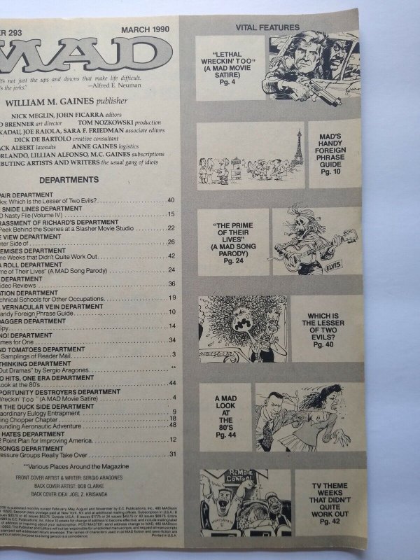 MAD Magazine March 1990 No 293 Lethal Weapon Movie Satire Parody Mel ...