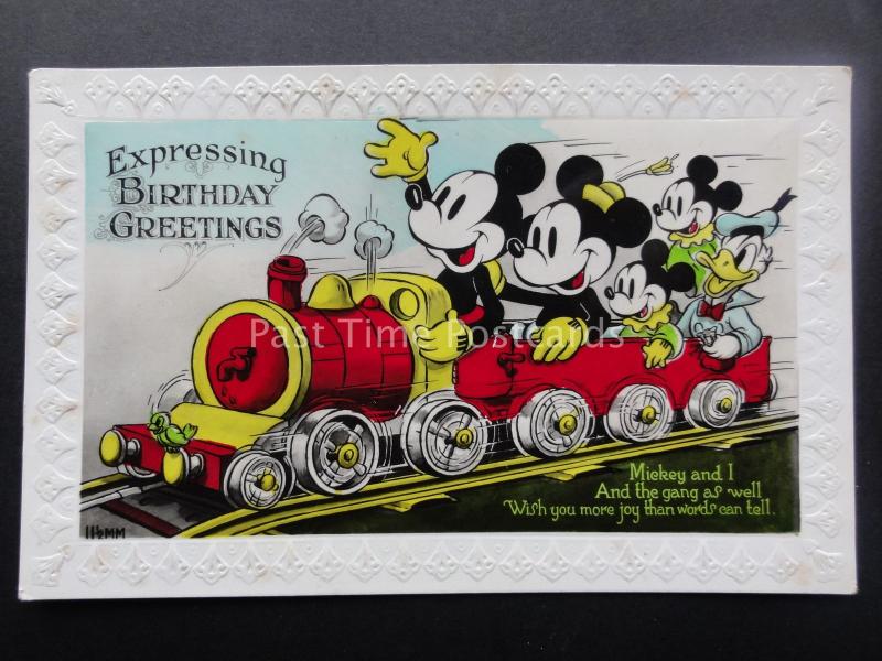 Walt Disney MINNIE, MICKEY MOUSE & DONALD DUCK ON STEAM TRAIN c1938 ...