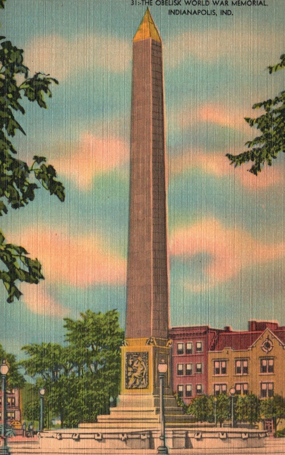 Indianapolis, IN, The Obelisk World War Memorial, Linen Vintage ...