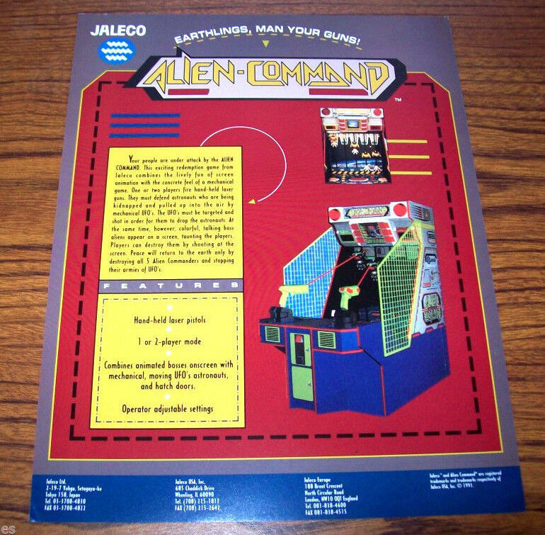 Alien Command 1993 Original NOS Video Arcade Game Machine Sales Flyer ...
