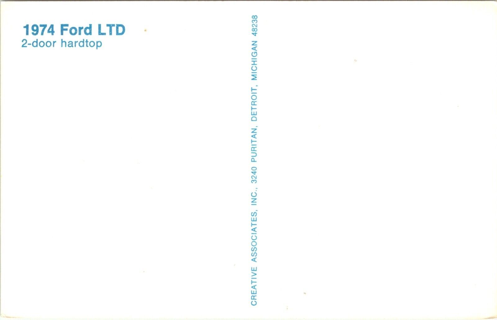 Advertising Postcard 1974 Ford LTD 2-Door Hardtop | Ephemera ...