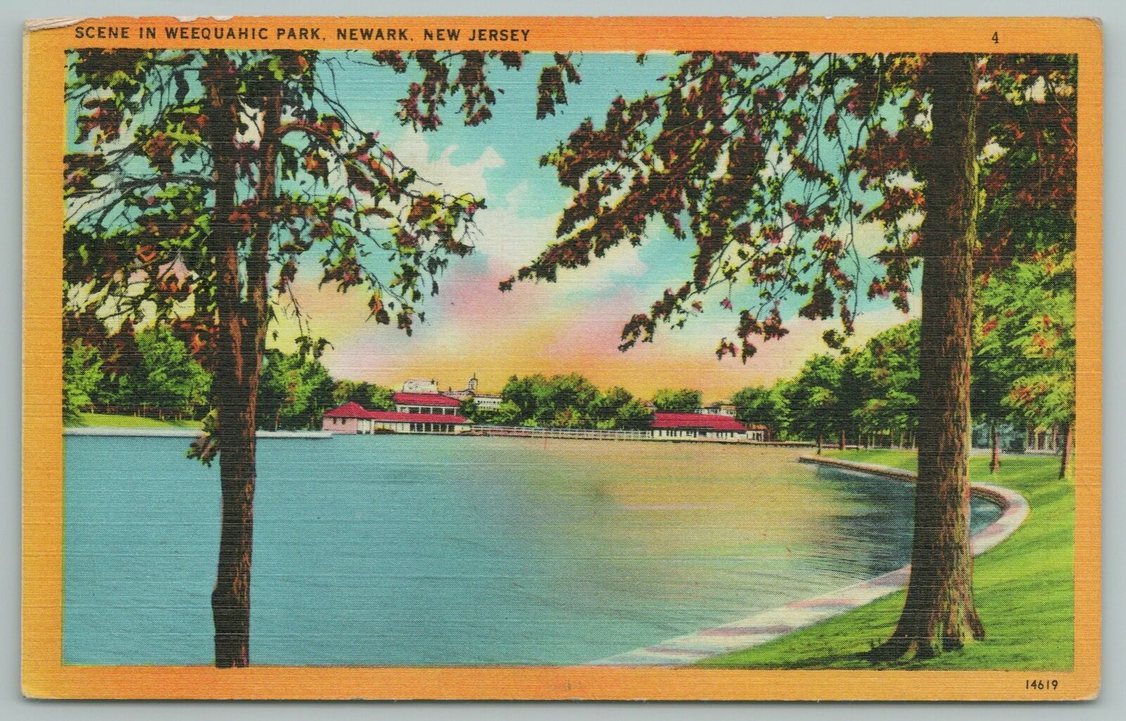 Newark New Jersey~Scene of Lake Weequahic Park~Vintage Postcard ...