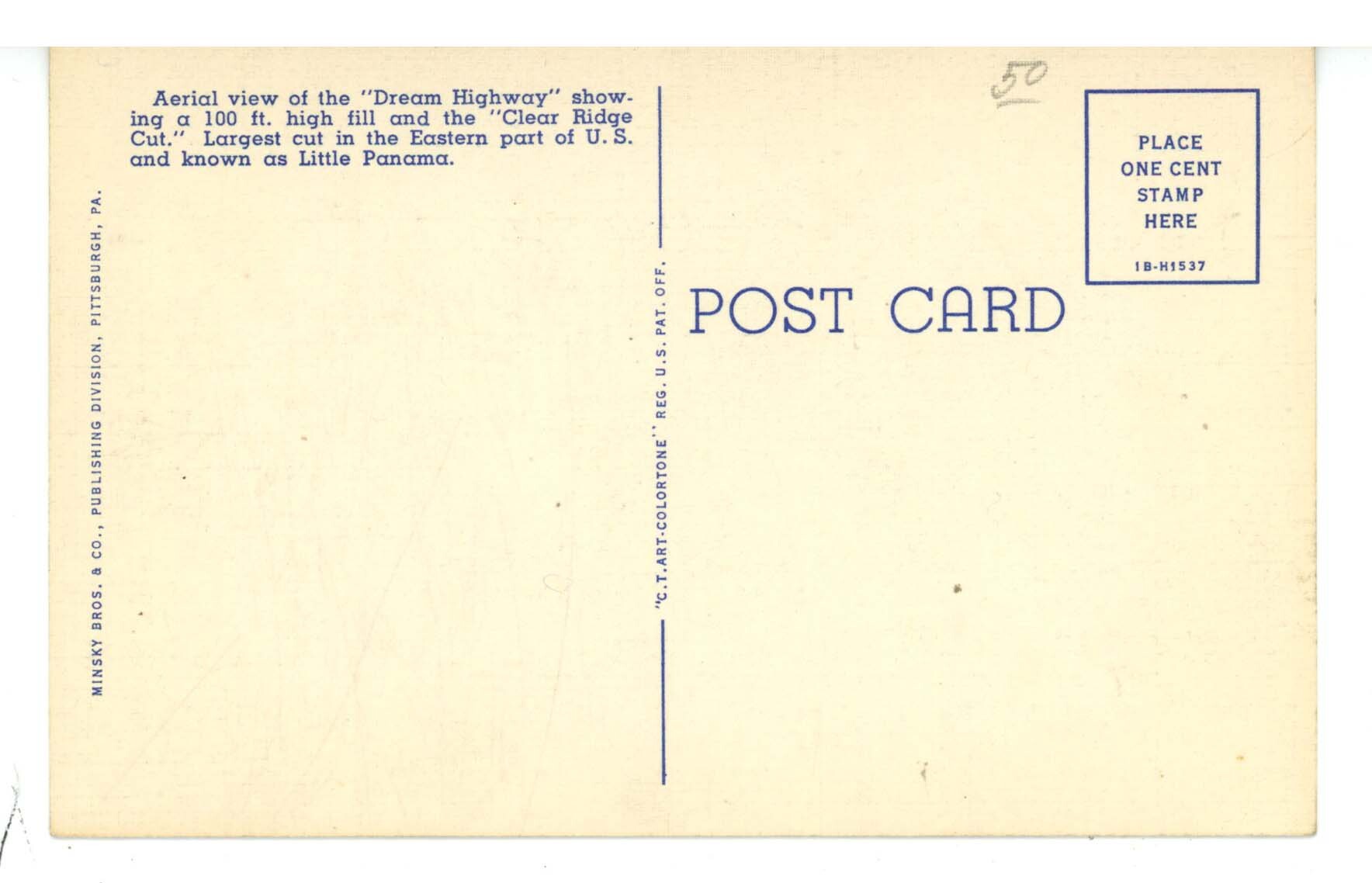 PA - PA Turnpike. Everett Area Clear Ridge Cut "Little Panama" ca 1941 ...
