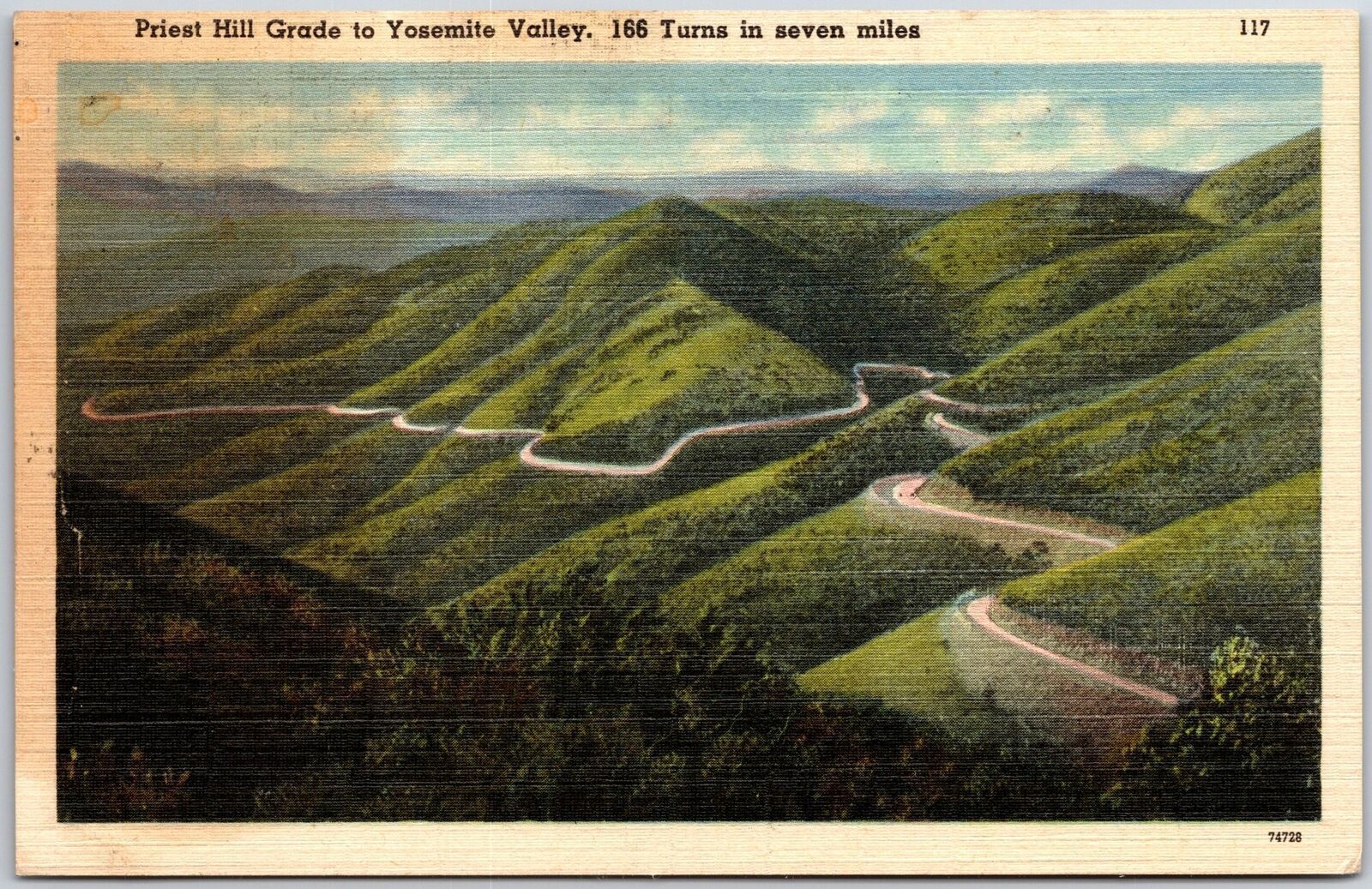 Priest Hill Grades To Yosemite Valley Mountain Pass Trail Postcard ...