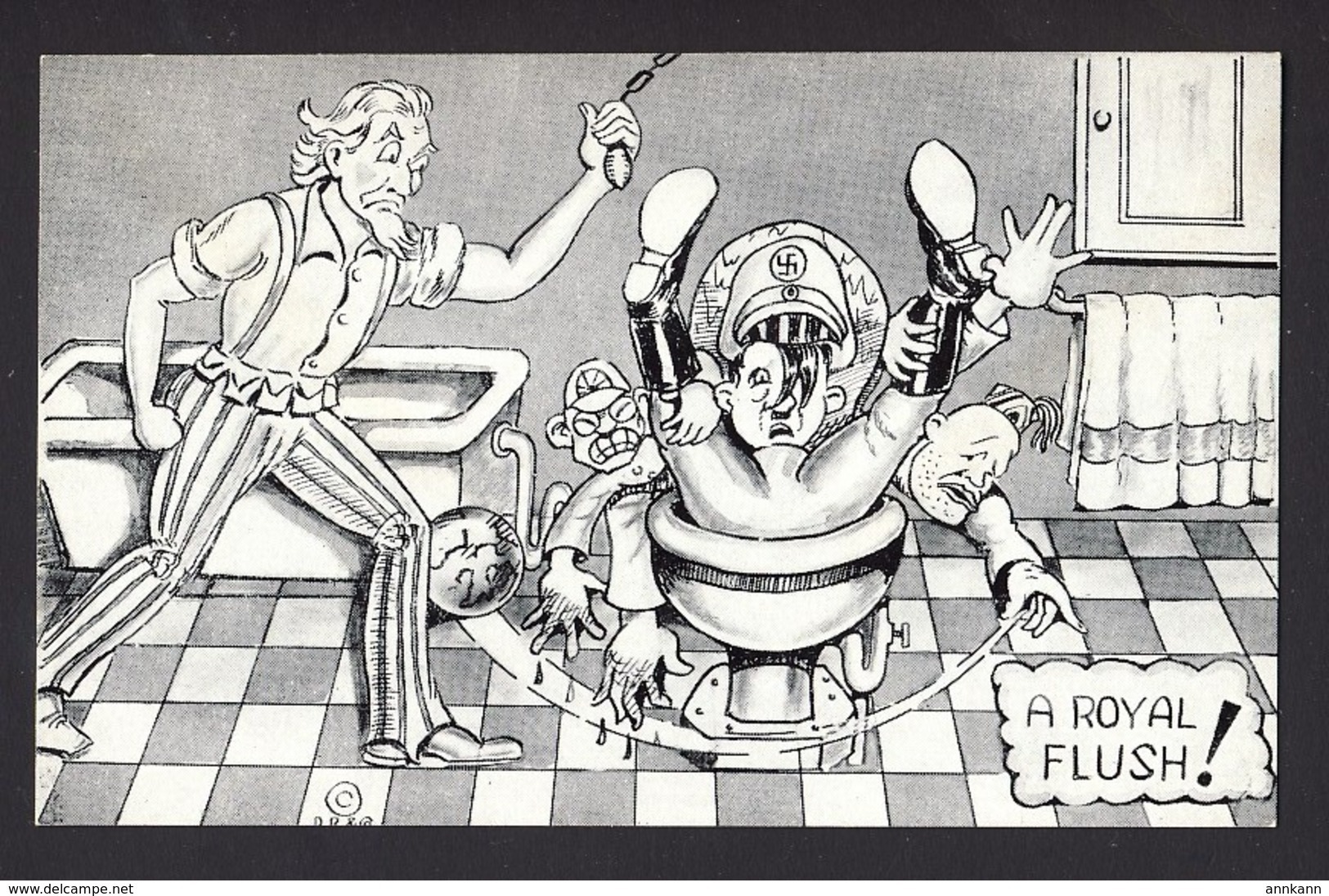 RARE - POSTED 1943 - WWII Adolf Hitler Uncle Sam - 6 postcards envelope ...