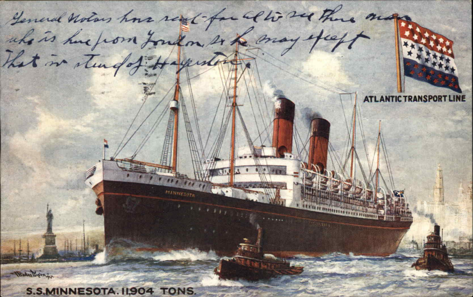 Atlantic Transport Line Steamship SS MINNESOTA c1900s-20s Vintage ...