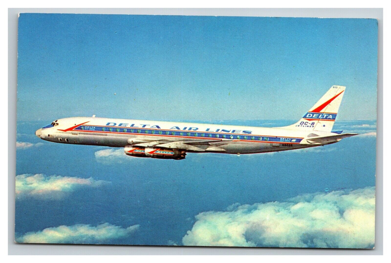 Vintage 1950's Advertising Postcard Delta Airlines DC-8 Jetliner ...