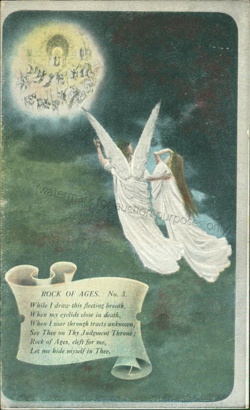 Set of 3 Bamforth postcards: Rock of Ages Song / Artwork + Poems ...