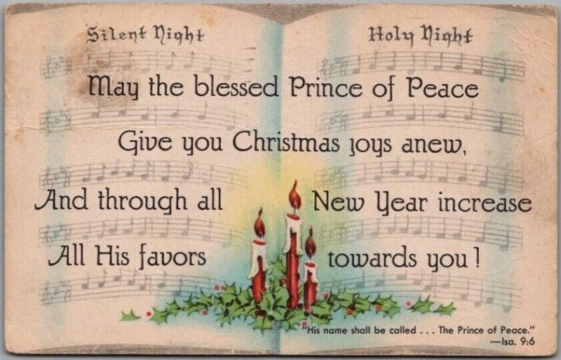 Vintage CHRISTMAS Postcard "Prince of Peace" Bible Verse Scripture ...