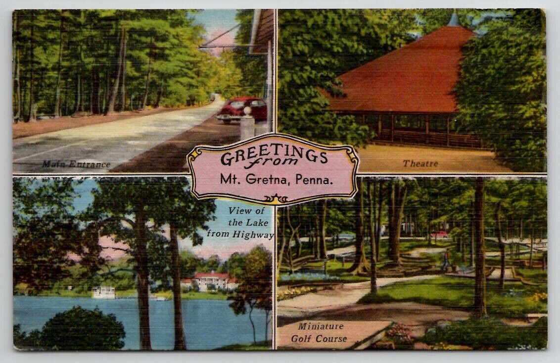 Mt Gretna PA Greetings Multi View Lake Theatre Mini Golf Entrance ...