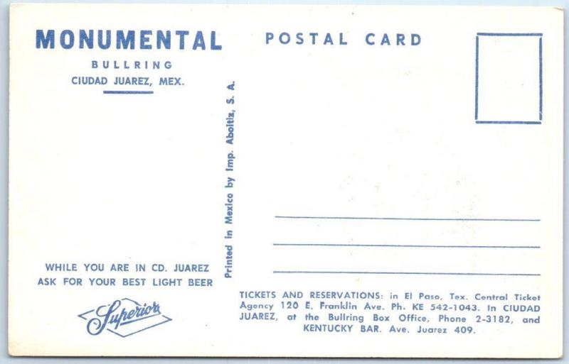 Poster Style Advertising CIUDAD JUAREZ, Mexico MONUMENTAL BULLRING 1971 ...