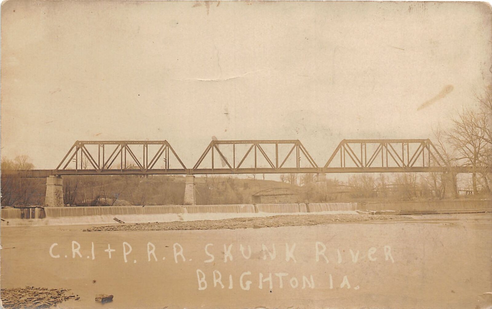 H47/ Brighton Iowa RPPC Postcard c1910 CRI&P Railroad Bridge Skunk ...