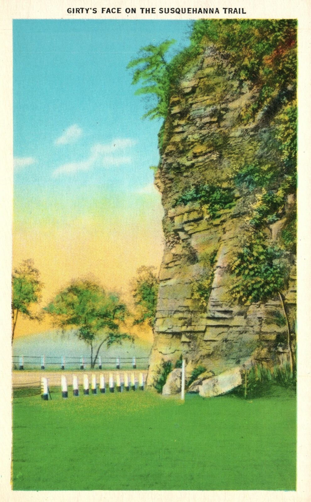 Vintage Postcard 1920's Girty's Face On The Susquehanna Trail Rock ...