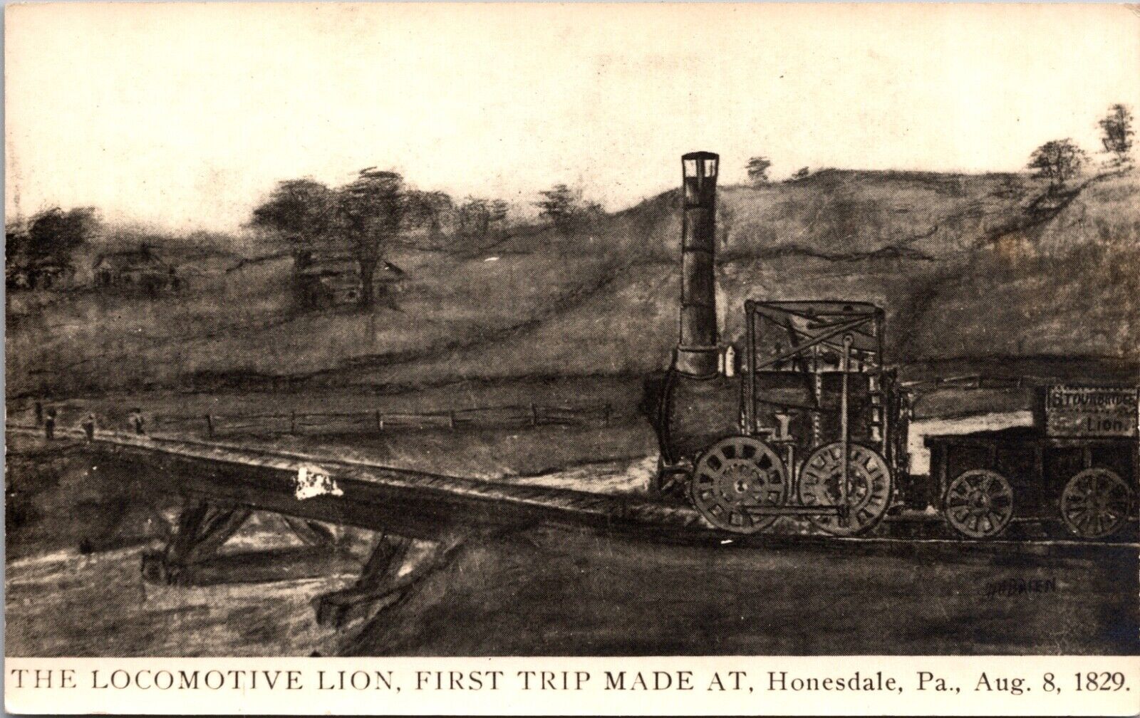 Real Photo PC The Locomotive Lion, First Trip Made at Honesdale ...