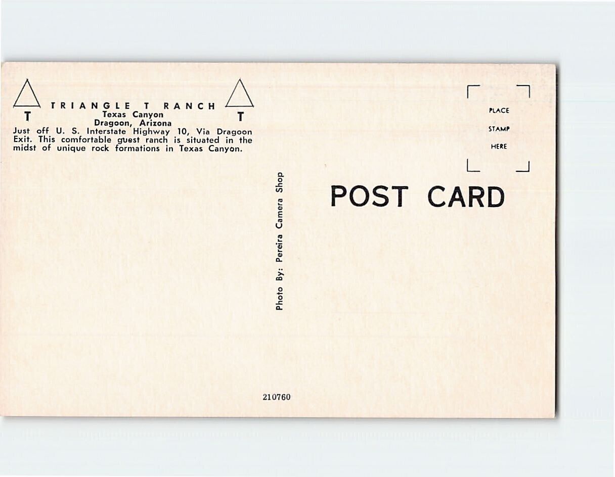 Postcard Triangle T Ranch Texas Canyon Dragoon Arizona USA North ...