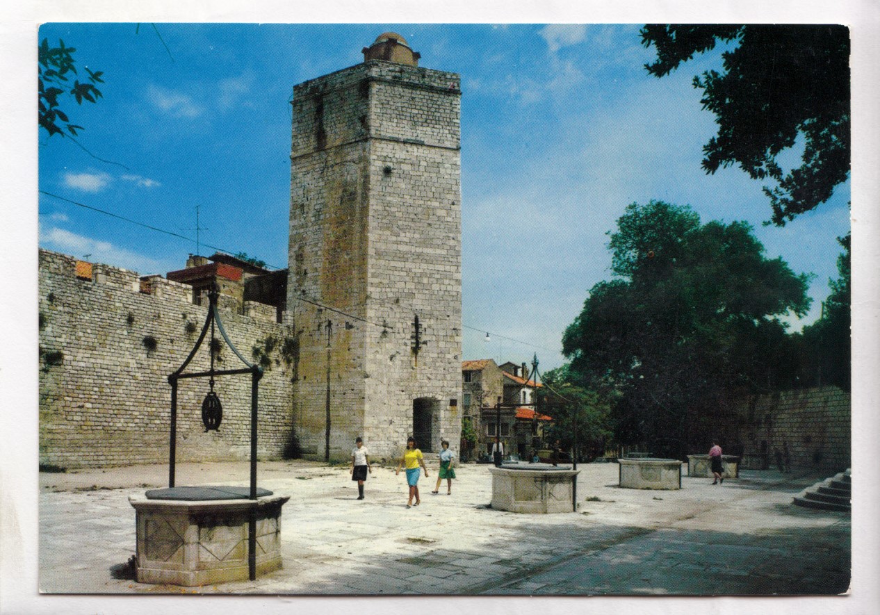 ZADAR, The Square of Five Wells and Bablja Tower, unused Postcard ...