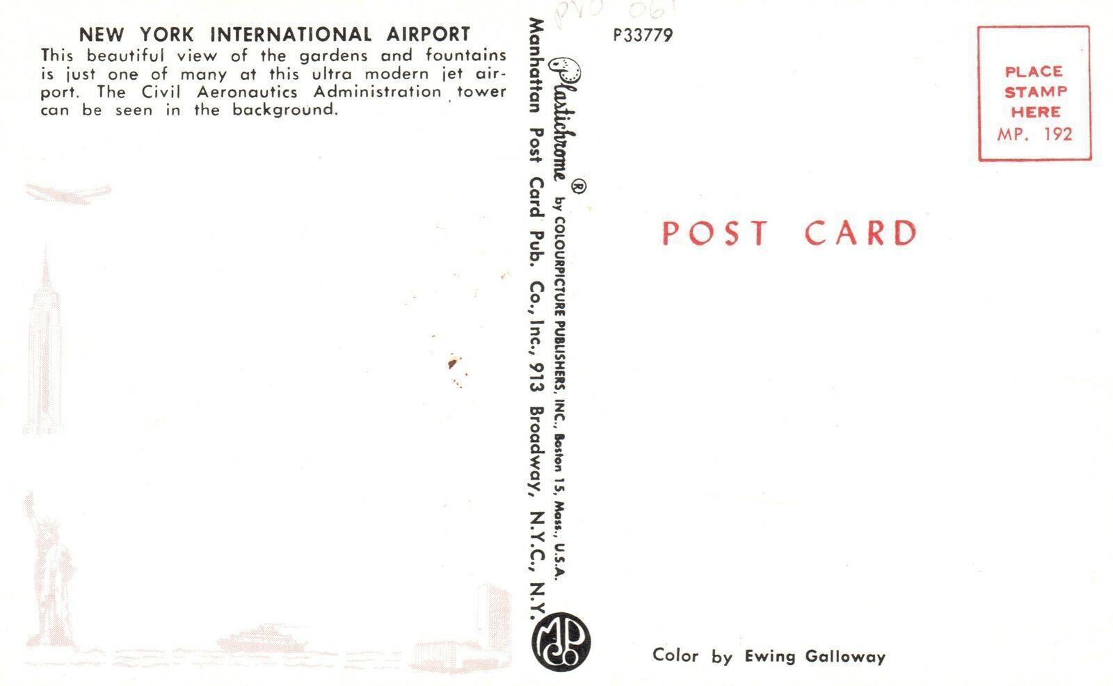 Vintage Postcard International Airport Gardens And Fountains New York ...