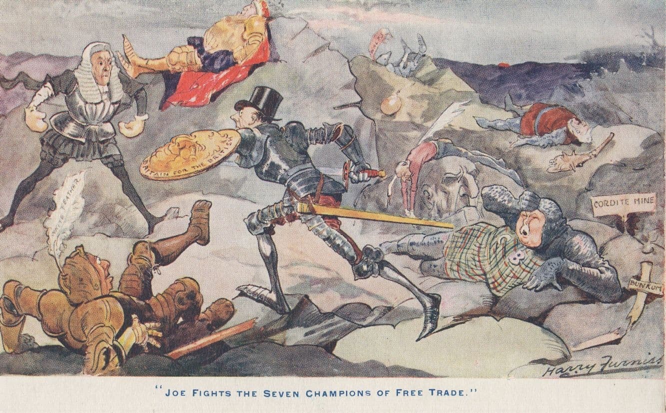 Joe Bull Fighting Political Free Trade Politics Old Comic Postcard ...