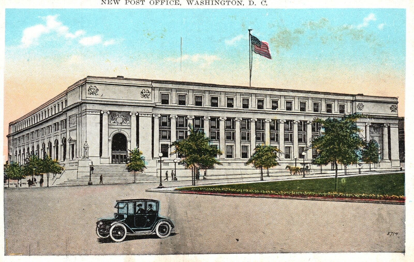 Vintage Postcard 1920's New Post Office Building Flag Washington D.C ...