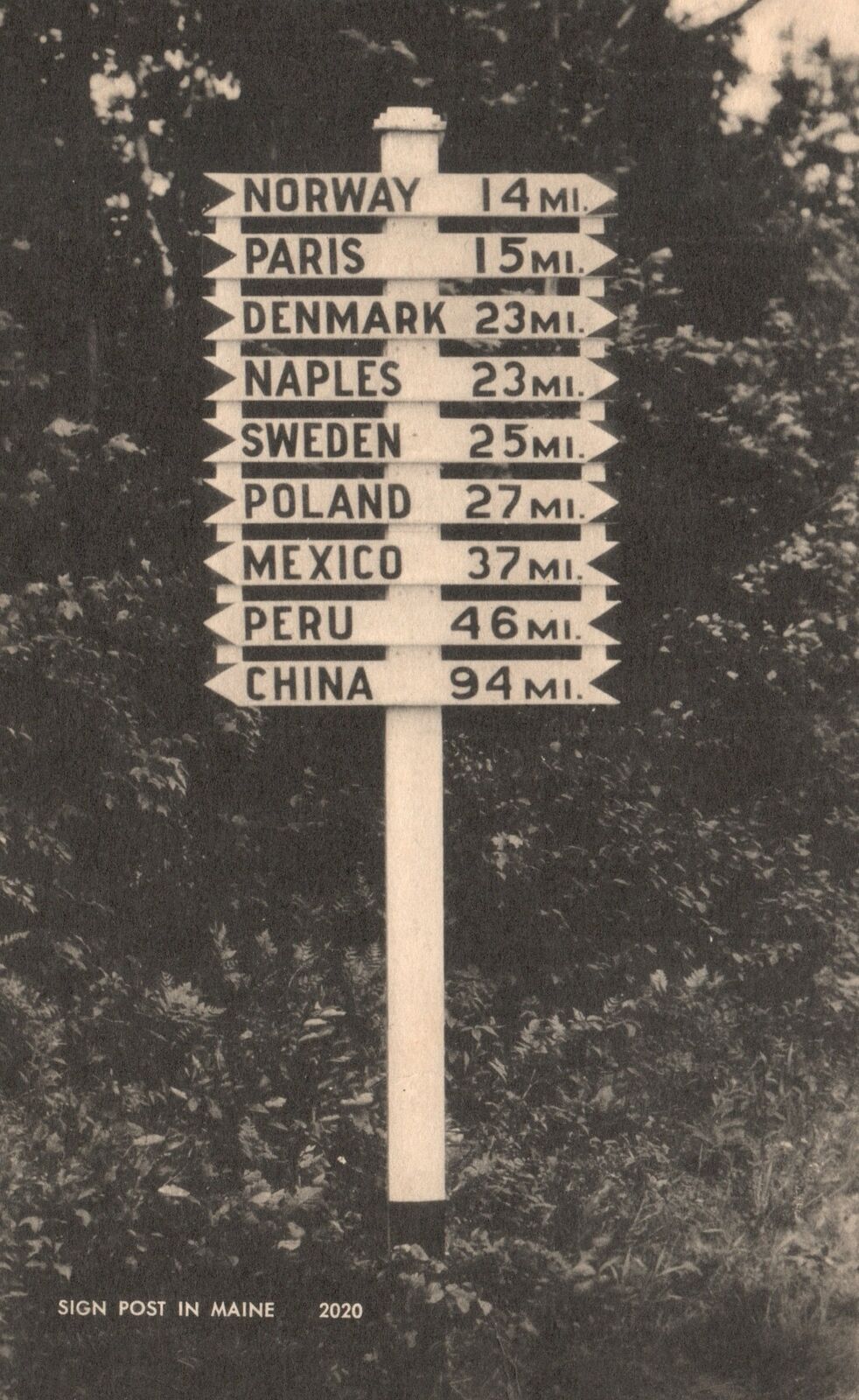Vintage Postcard 1943 World Traveler Sign Post Tourist Attraction In ...