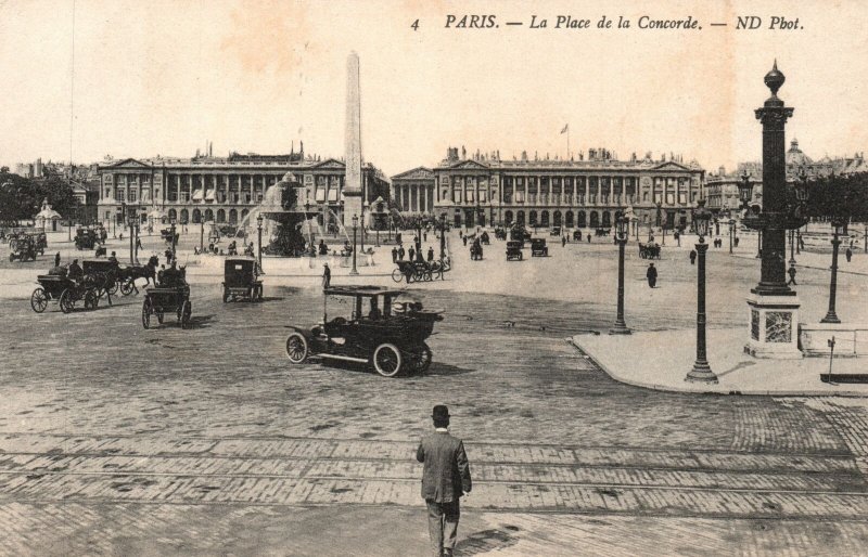 Vintage Postcard 1910's View La Place de la Concorde Public Square ...