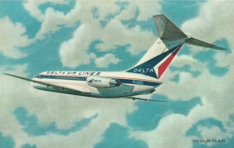 Vintage Postcard Delta Airlines Major Aircraft Fleet Modern Jets Wide ...