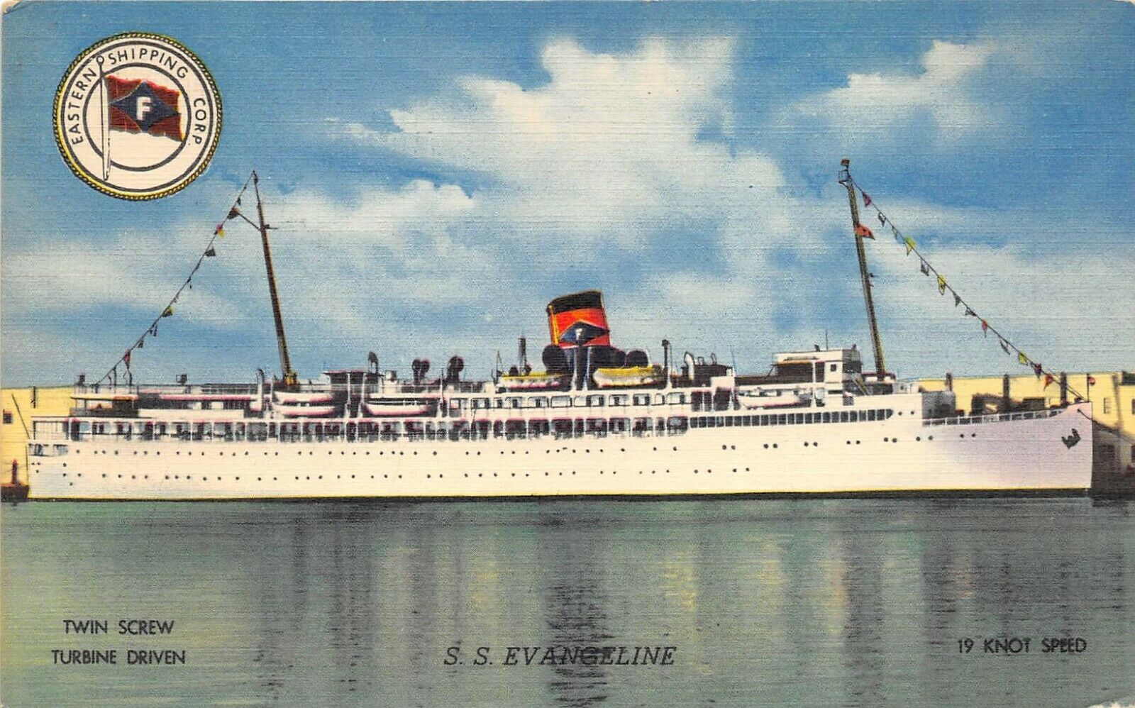 SS Evangeline 1955 Postcard Twin Screw Turbine Driven Steamship Cruise ...