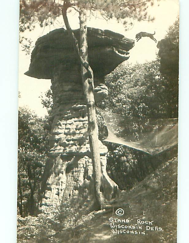 Vintage Post Card Stand Rock Wisconsin Dells Wolf Jumping Rock Mts ...