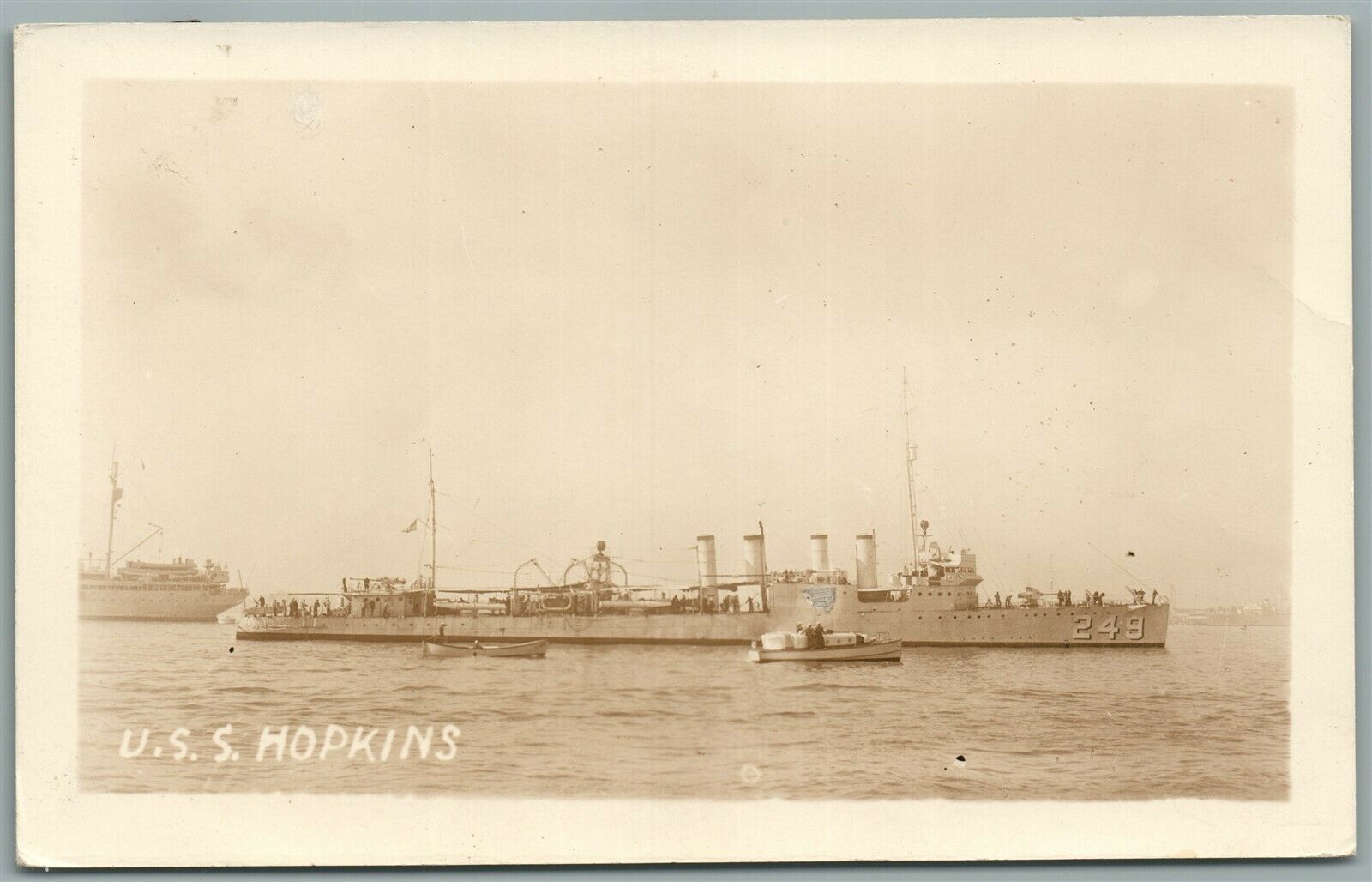 Military Ship U.SS. Hopkins Antique Real Photo Postcard Rppc | Topics ...