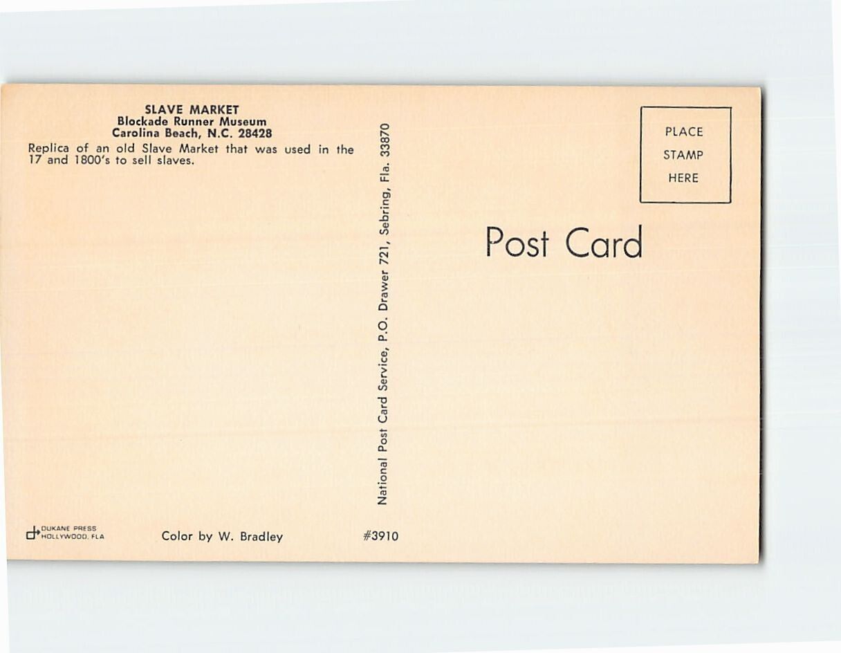 Postcard Slave Market Blockade Runner Museum Carolina Beach North ...