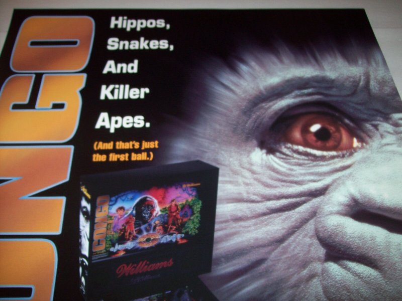 Williams Congo Pinball Machine Game POSTER Ape Gorilla Wall Art ...