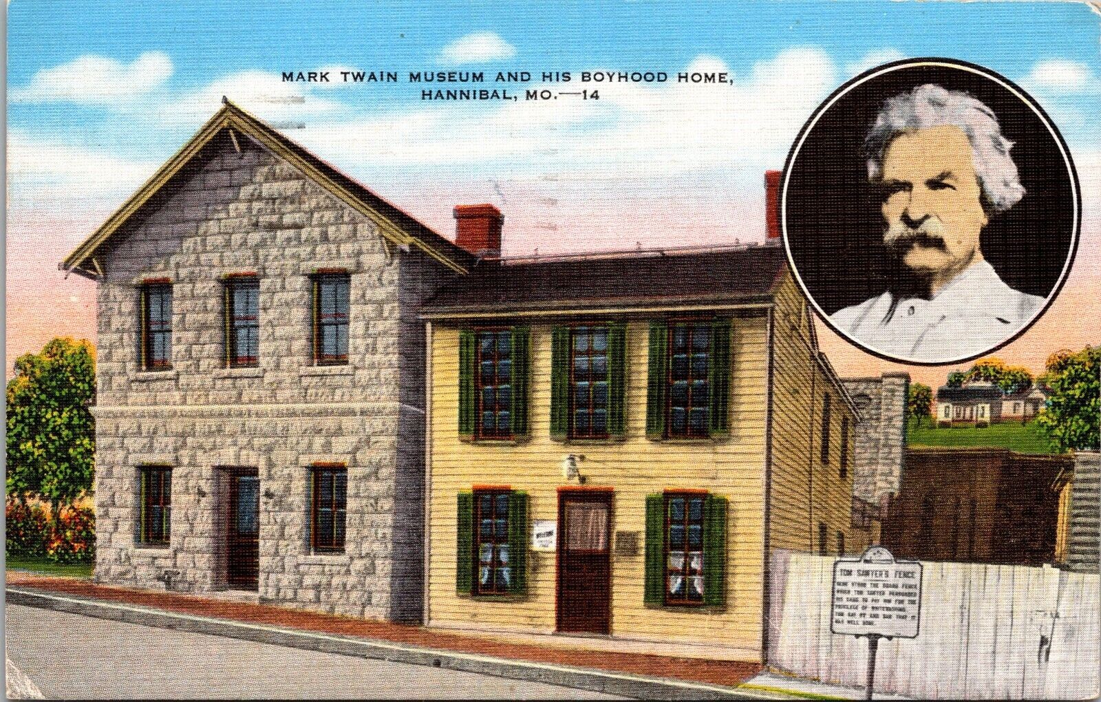 Mark Twain Museum and his Boyhood Home Hannibal MO Postcard PC98 ...