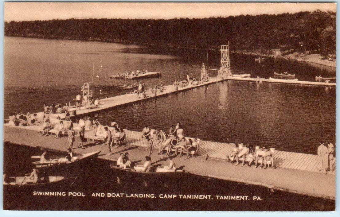 CAMP TAMIMENT, Pennsylvania PA SWIMMING POOL & Boat Landing Artvue ...
