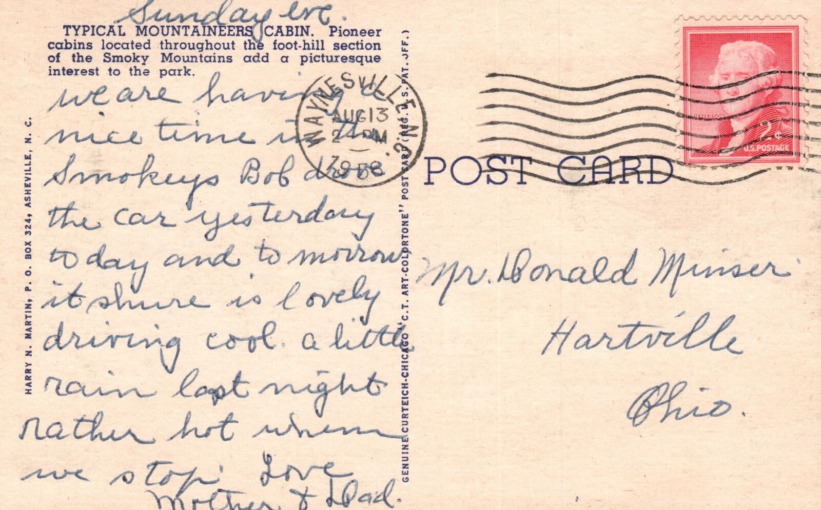 Vintage Postcard 1956 Typical Mountaineers Cabin Foot-Hill Section ...