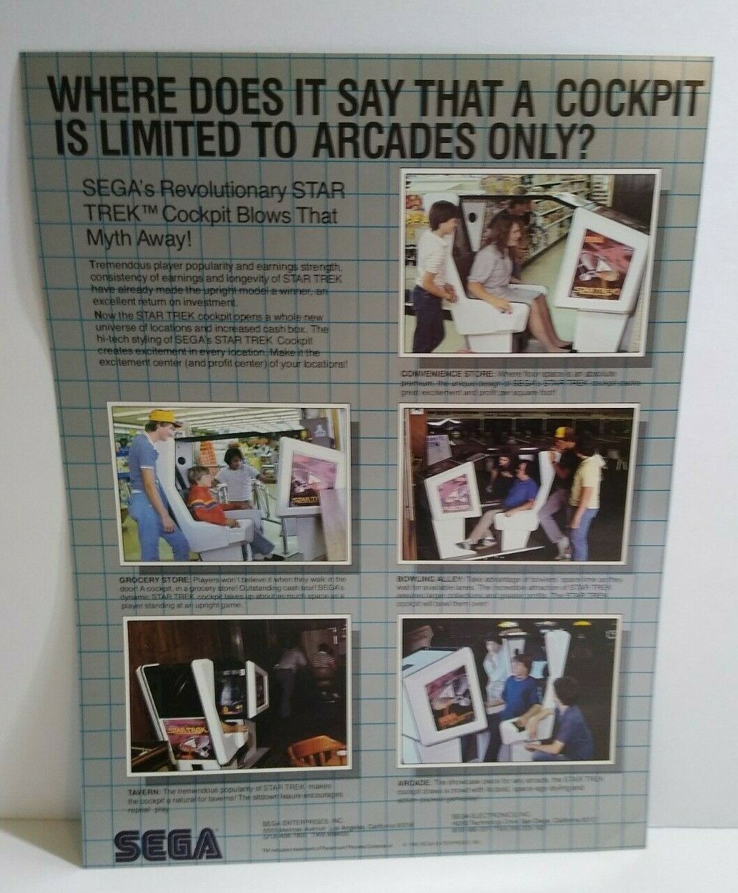 Star Trek Arcade FLYER Original Cockpit NOS Sega Retro Video Game ...