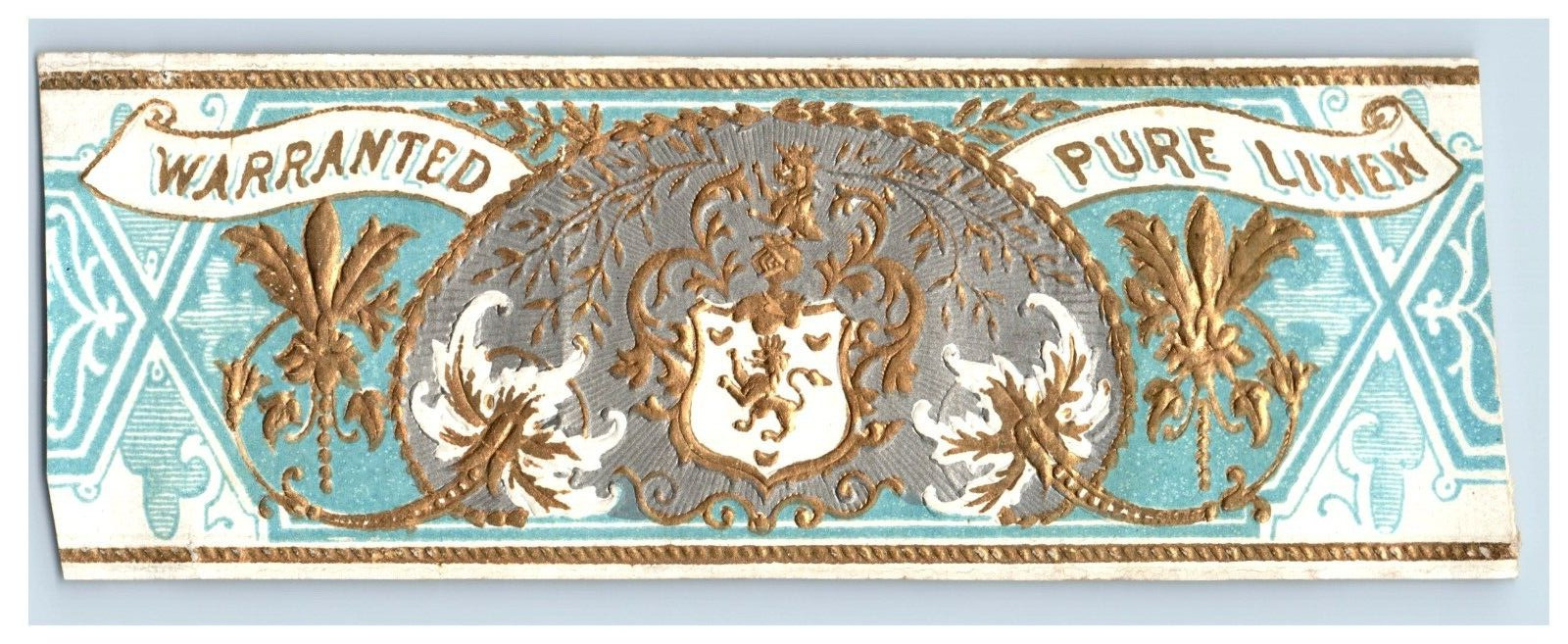 1870s Dresden Label Scrap Pure Linen Coat Of Arms Lion With Crown #6O ...