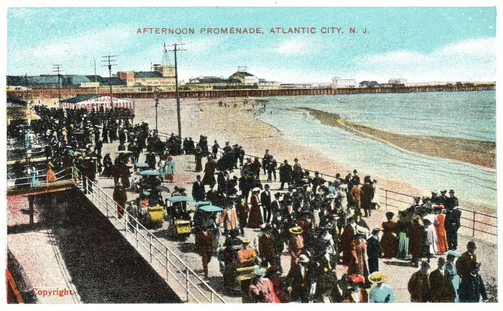 Vintage Postcard 1920's Afternoon Promenade Bay View Atlantic City New ...