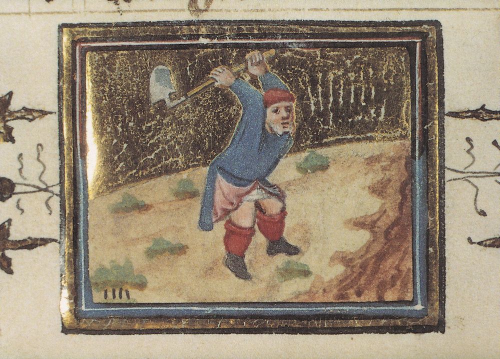 Digging Chopping Axe Spade Trees Flemish Belgium Medieval Book Postcard ...