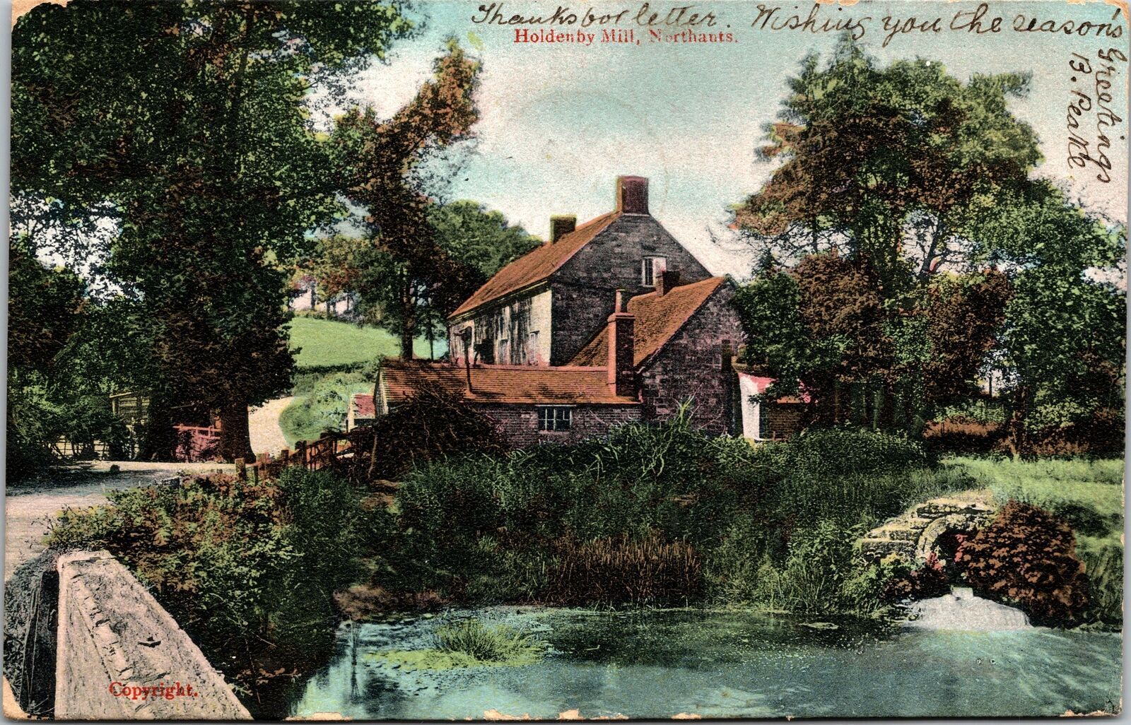 Vintage Postcard Holdenby Mill Northants 1905 With ALL Stops Along the ...