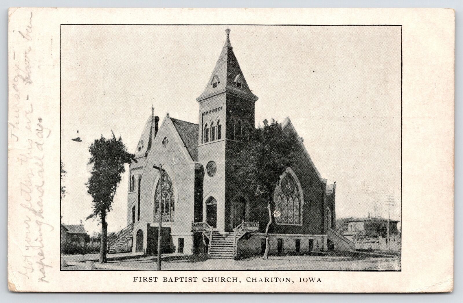 Chariton IA~Younger Tree by 1st Baptist Church w/Stained Glass Windows ...
