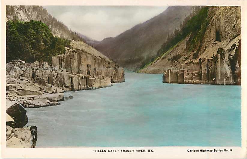 Colorized RPPC of Hell's Gate, Fraser River British Columbia BC ...